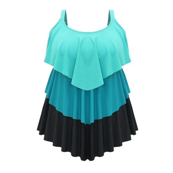 BloomChic | Swim | Bloomchic Teal Black Layered Look Flattering Tankini ...
